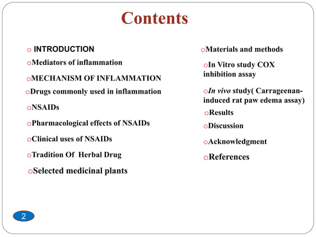 Evaluation of anti-inflammatory activity of selected medicinal plants ...