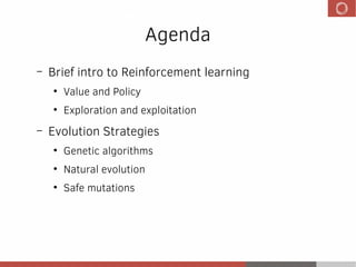 «Evolution strategies in reinforcement learning», Borys Tymchenko. | PPT