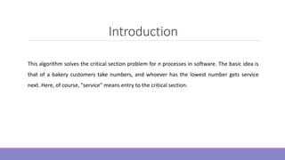 Bakery Algorithm | PPTX | Computing | Technology & Computing