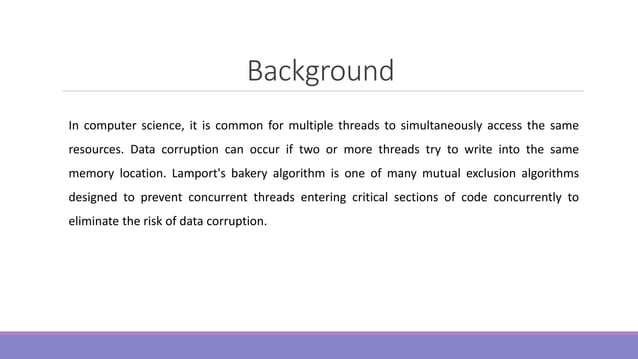 Bakery Algorithm Pptx Computing Technology And Computing