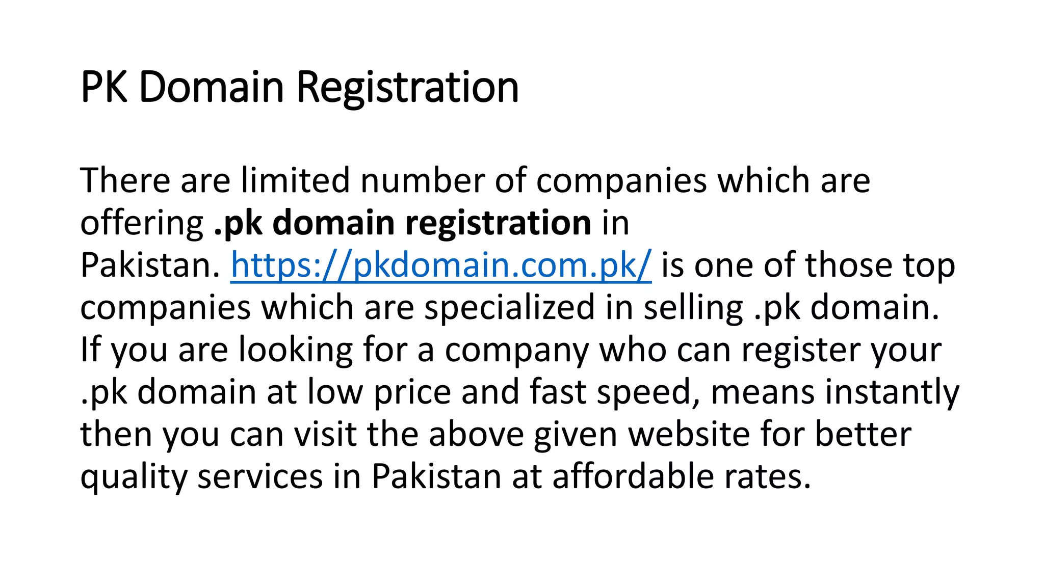 PK Domain Registration | PPTX