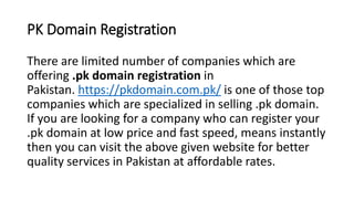 PK Domain Registration | PPT