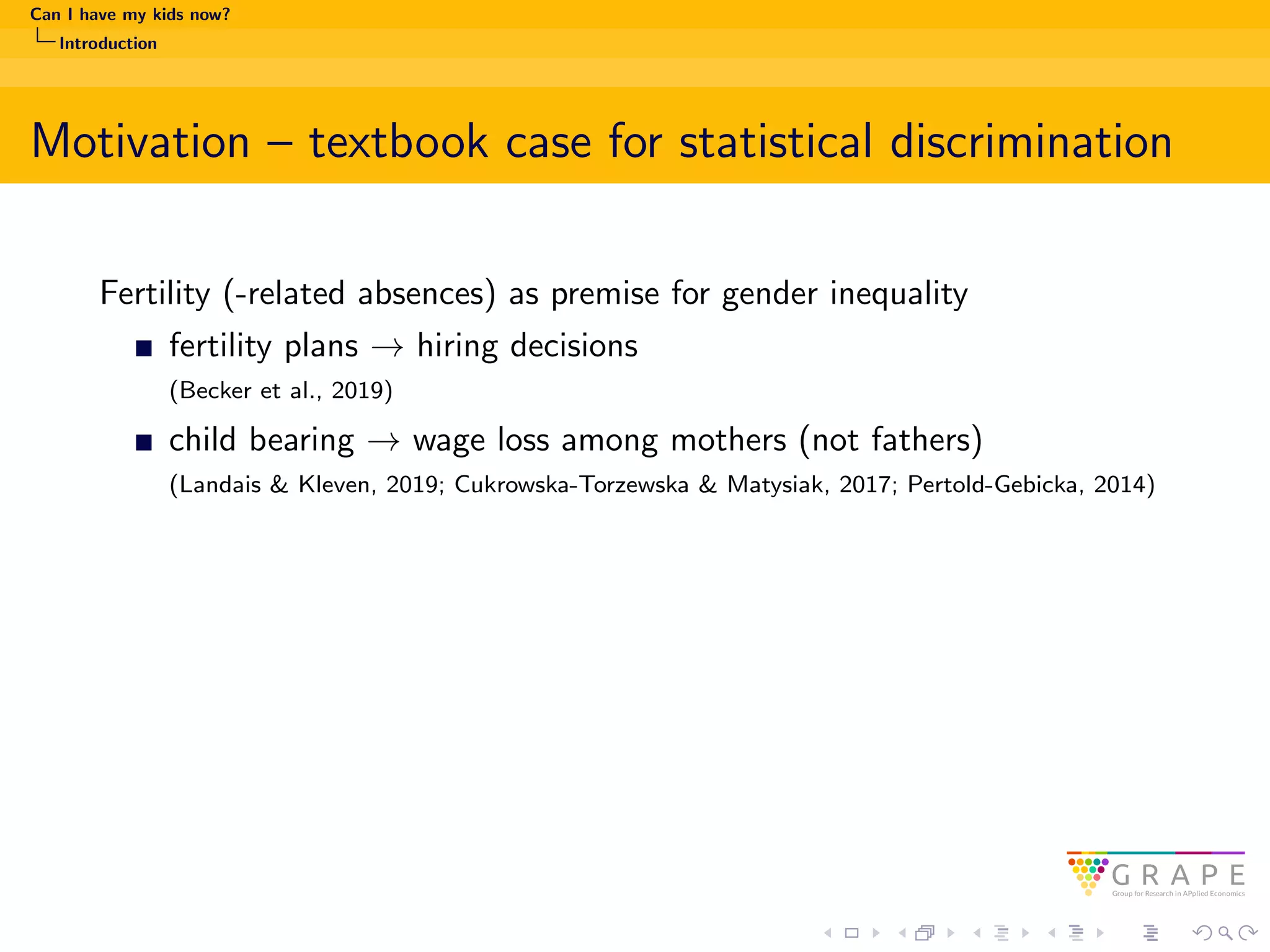 Fertility changes and gender wage gaps | PPT