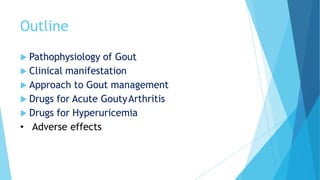 Drug therapy of gout | PPTX | Chemistry | Science
