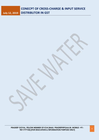 Concept of Cross Charge & Input Service Distributor in GST- My Presentation | PDF