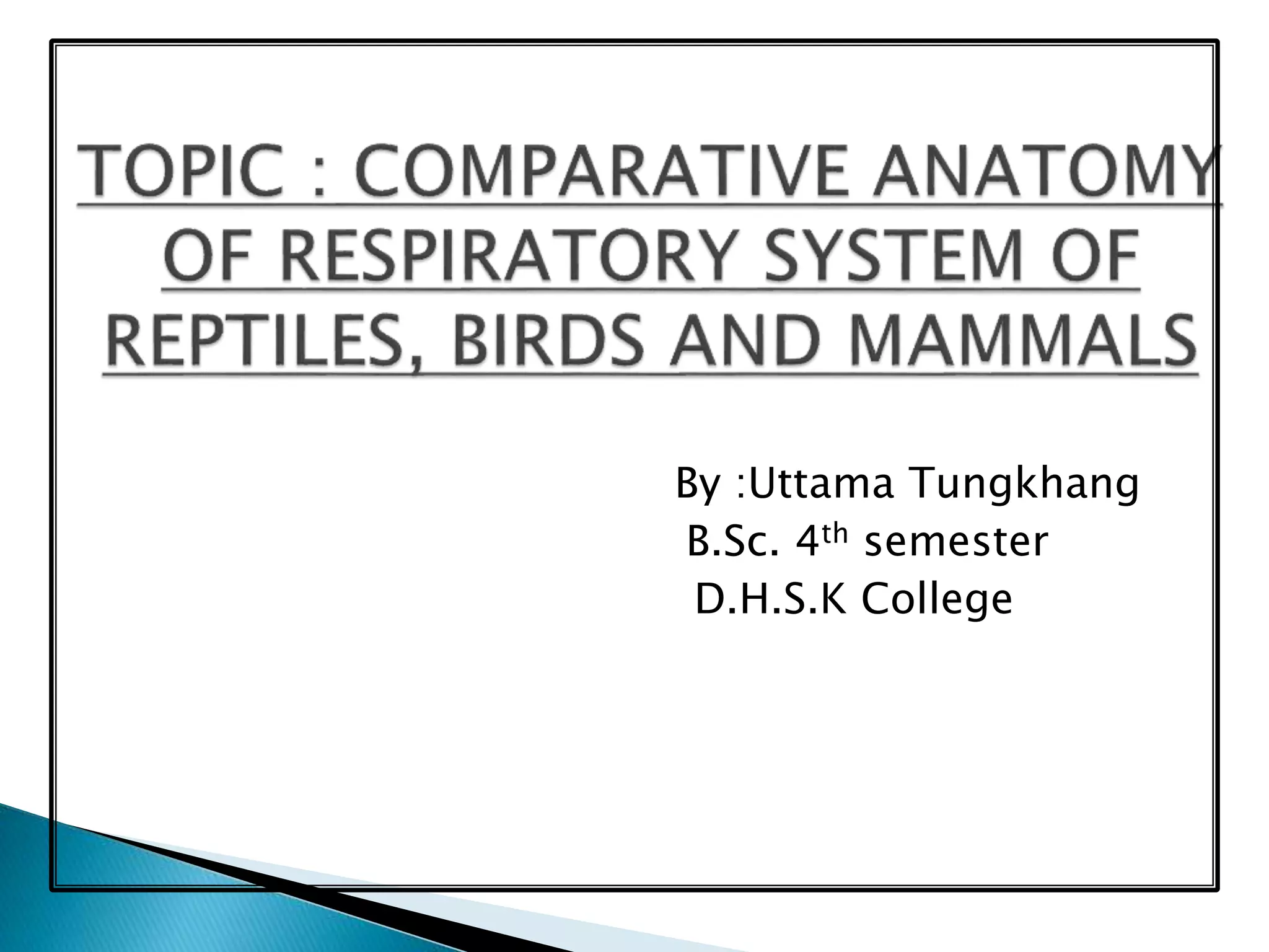 comparative anatomy of respiratory system of Reptiles, Birds and ...