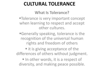 CULTURAL TOLERANCE | PPTX