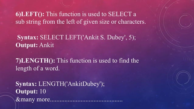 sql function(ppt) | PPTX