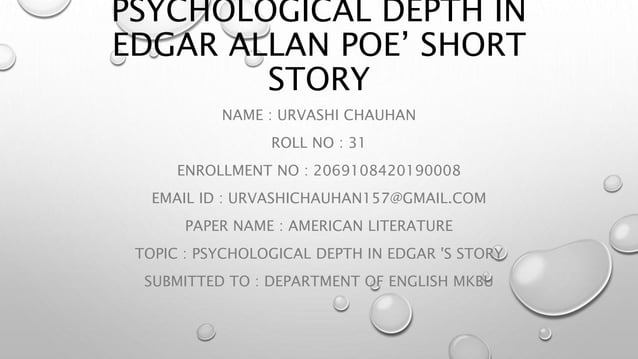 Psychological depth in Edgar allan poe short story | PPT