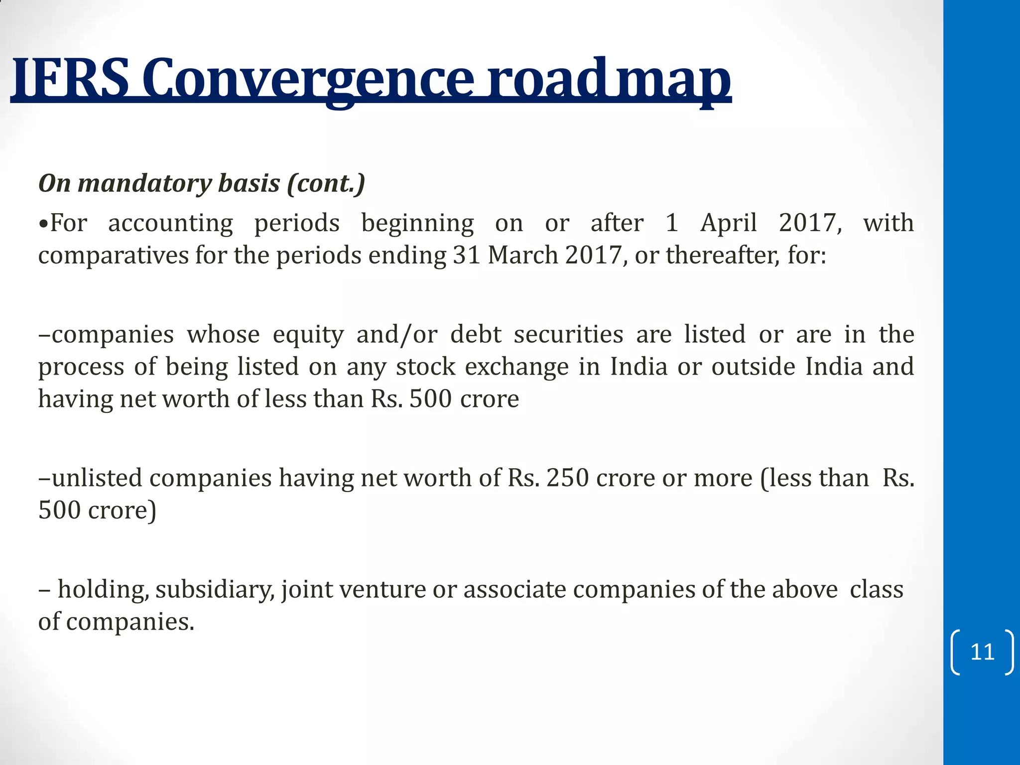 CONVERGENCE OF INDIAN ACCOUNTING STANDARDS WITH INTERNATIONAL FINANCIAL ...
