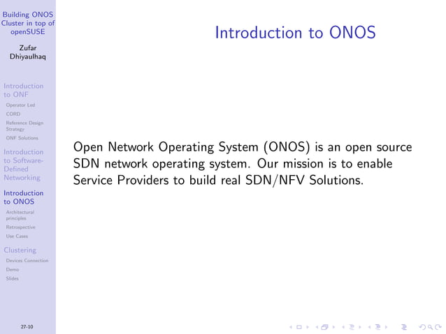 Building Onos Cluster In Top Of Opensuse Ppt