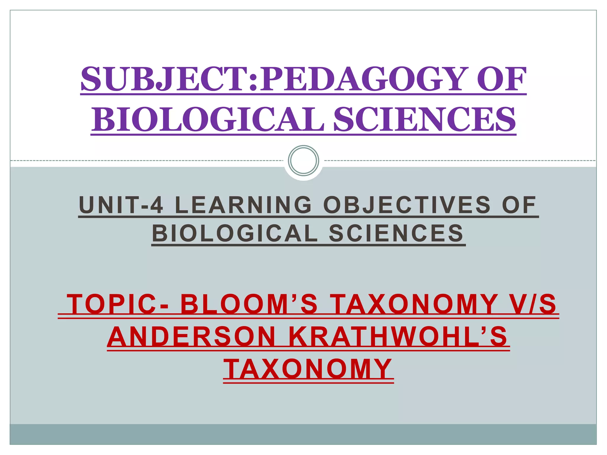 BLOOM’S TAXONOMY V/S ANDERSON KRATHWOHL’S TAXONOMY | PPTX