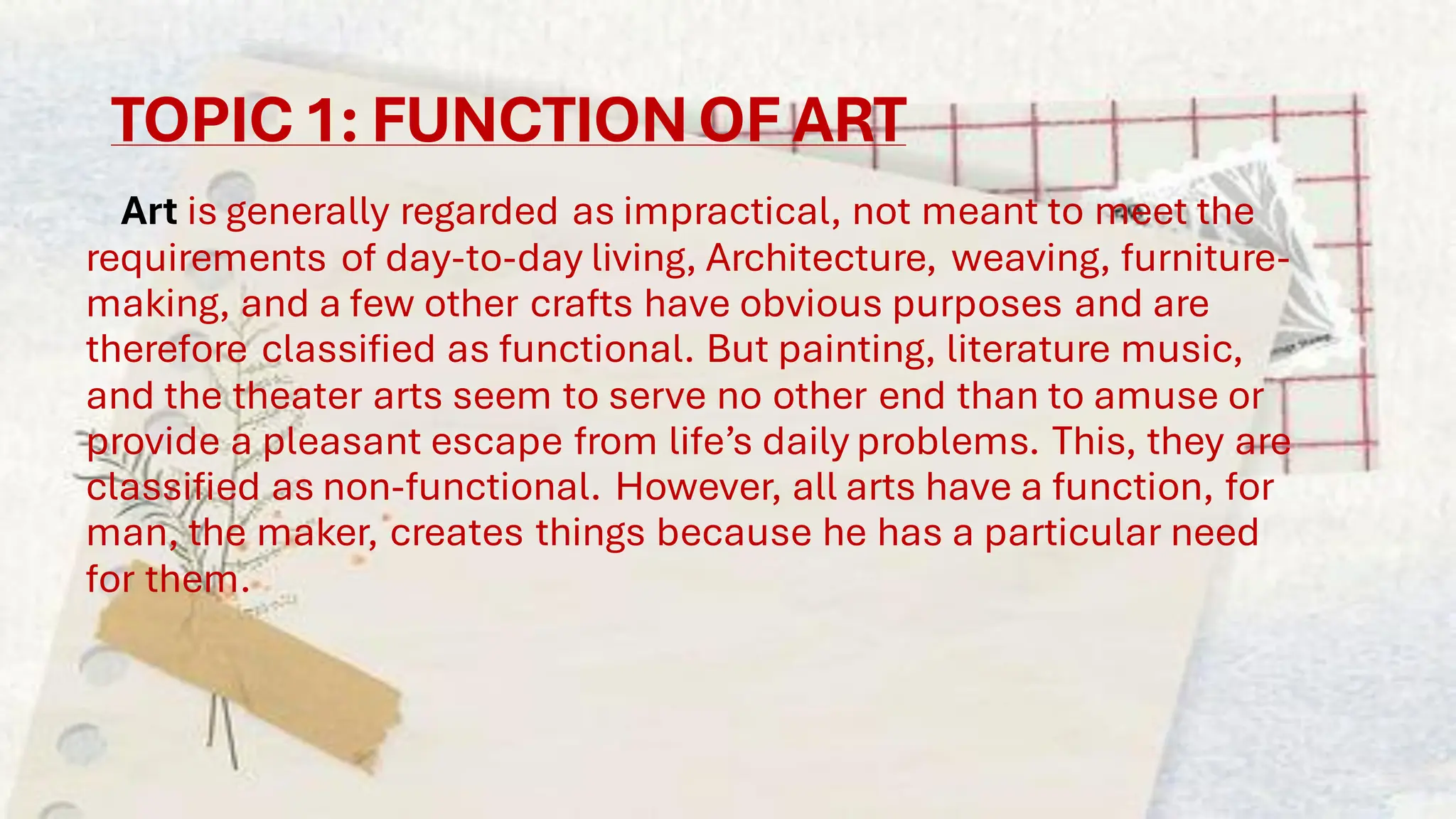 Art Appreciation Lesson for art Function and Philosophy | PDF