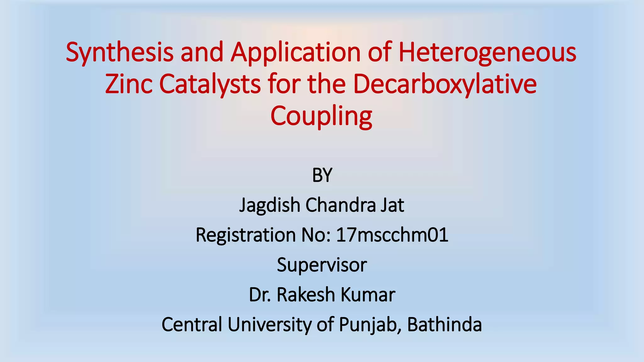 Synthesis and Application of Heterogeneous Zinc Catalysts for the ...