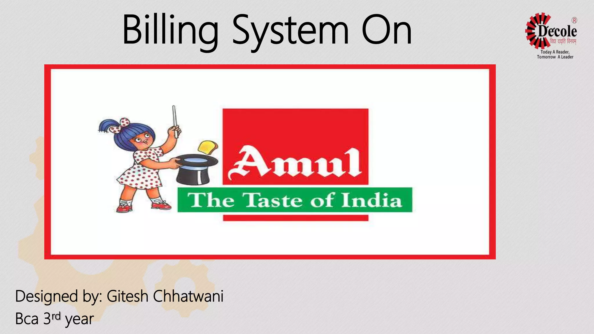 Billing Portal On Amul | PPT