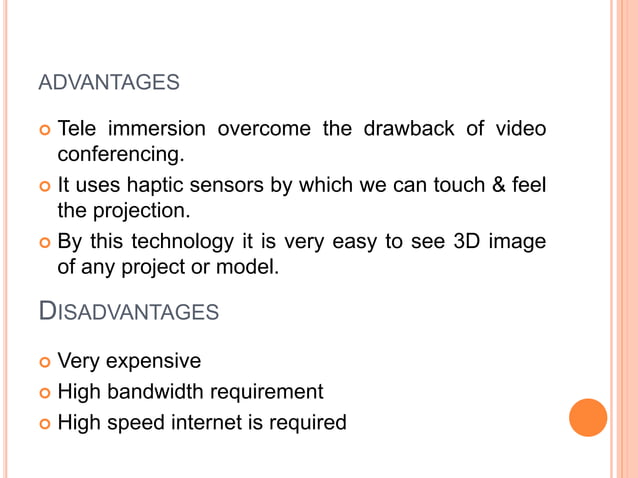 Presentation on Tele-Immersion | PPTX | Web Conferencing | Computer Software and Applications