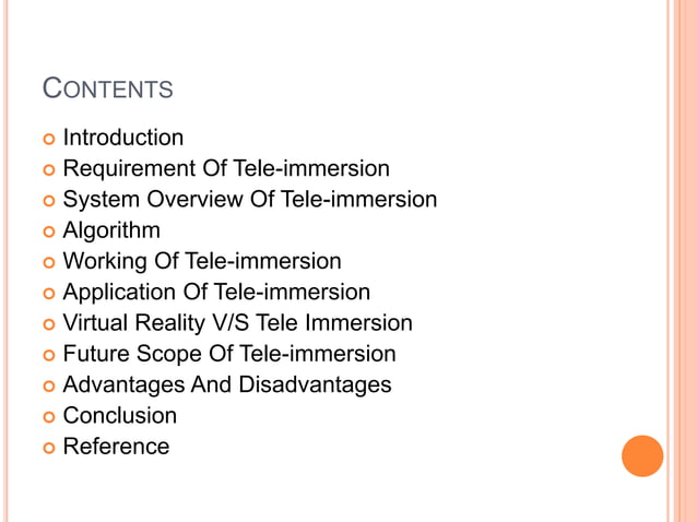 Presentation on Tele-Immersion | PPTX | Web Conferencing | Computer Software and Applications