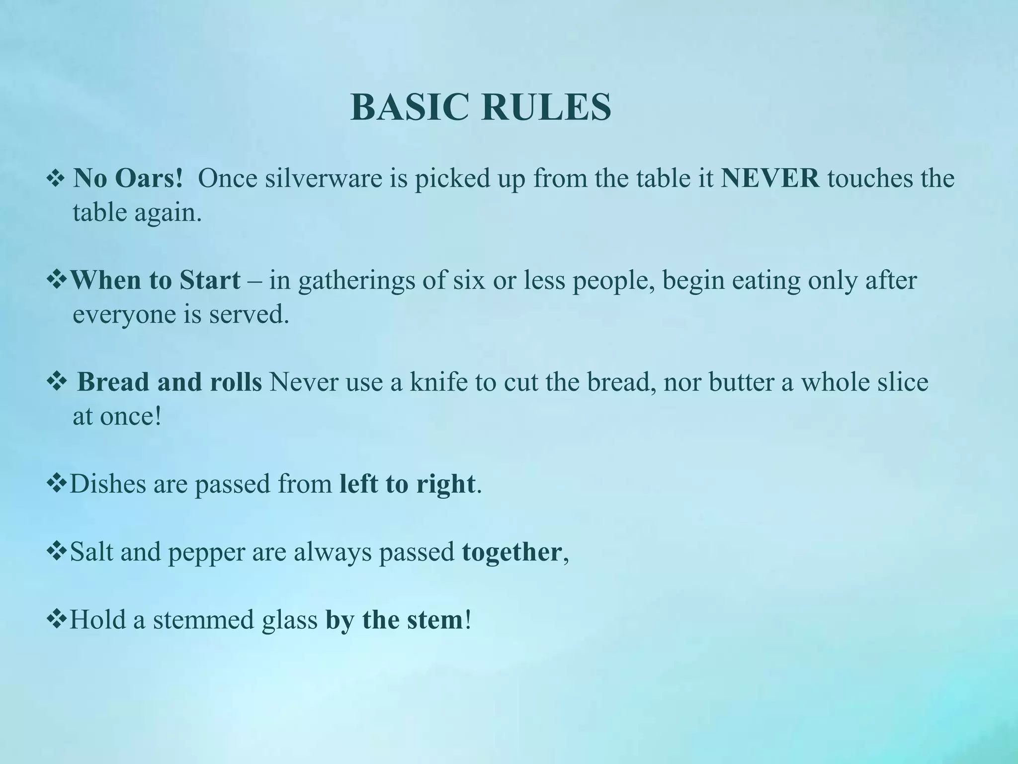 TABLE MANNERS AND DINING ETIQUETTES | PPTX