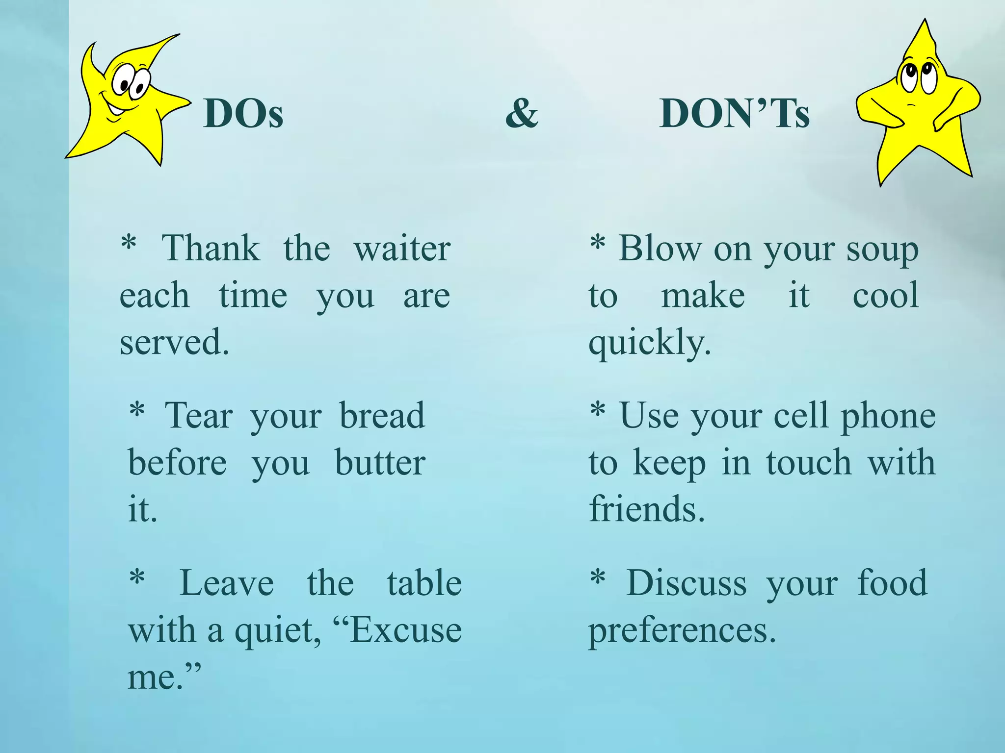 TABLE MANNERS AND DINING ETIQUETTES | PPTX