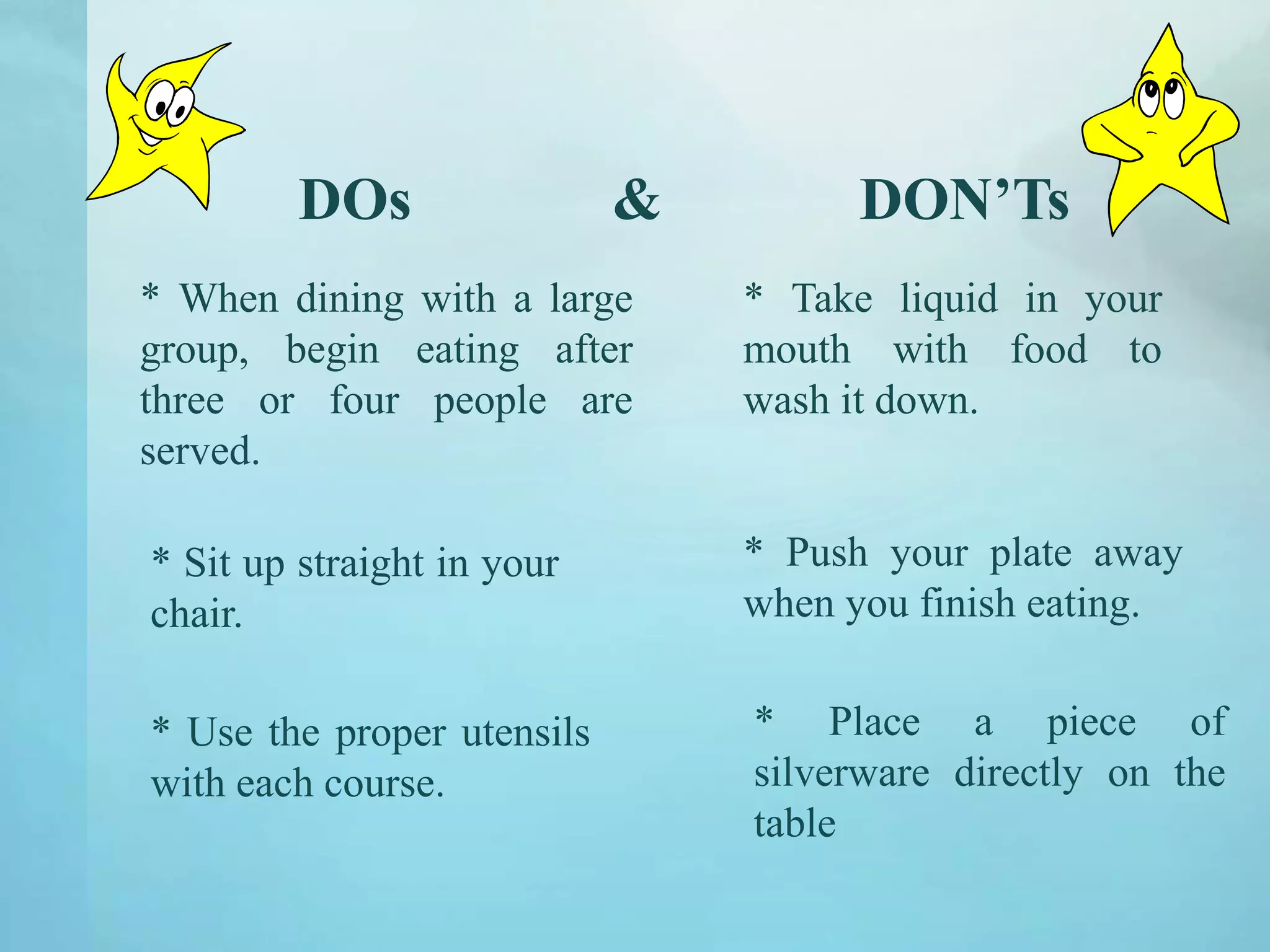 TABLE MANNERS AND DINING ETIQUETTES | PPTX