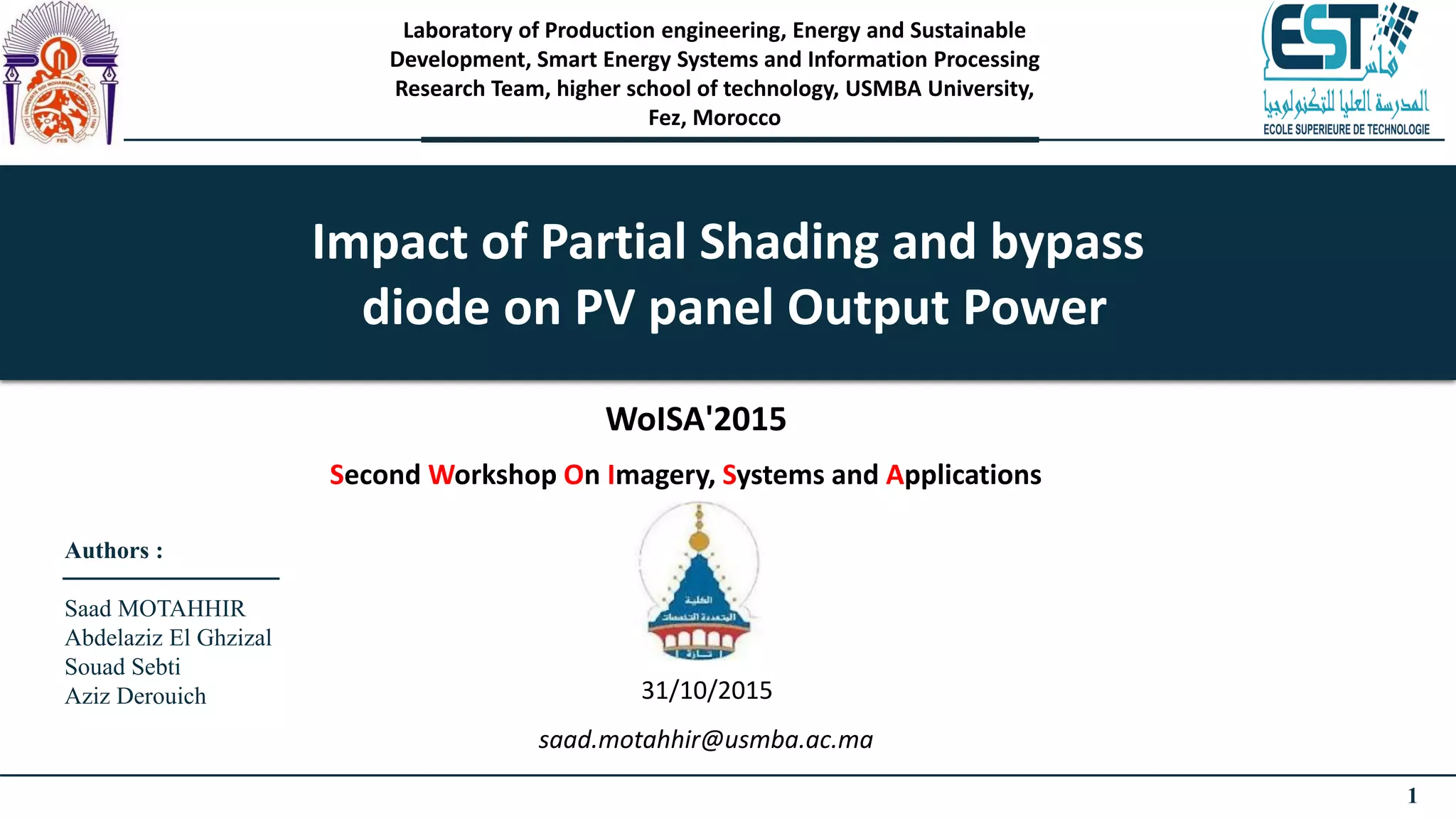 Impact Of Partial Shading And Bypass Diode On Pv Panel Output Power Ppt