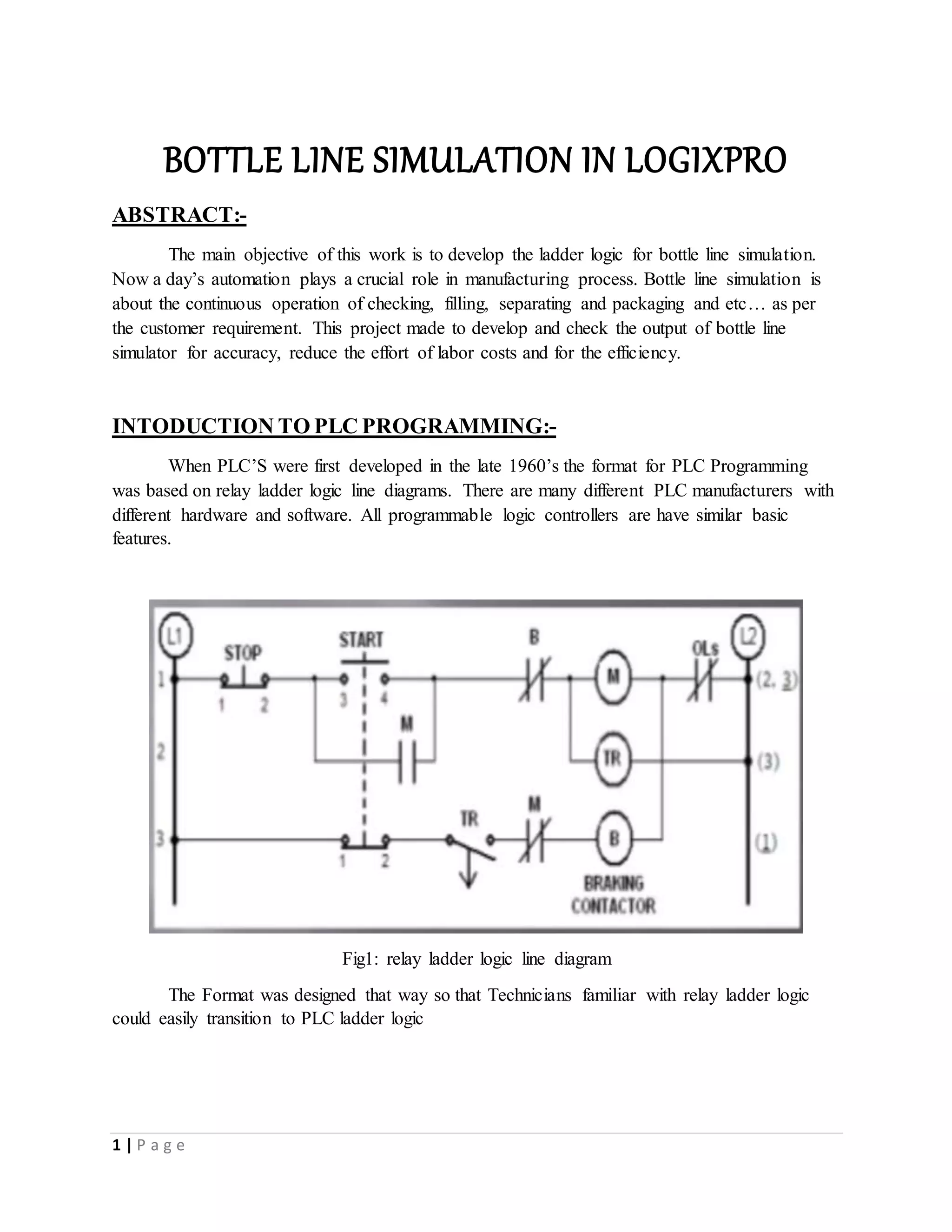 BOTTLE LINE SIMULLATION IN LOGIXPRO | DOCX