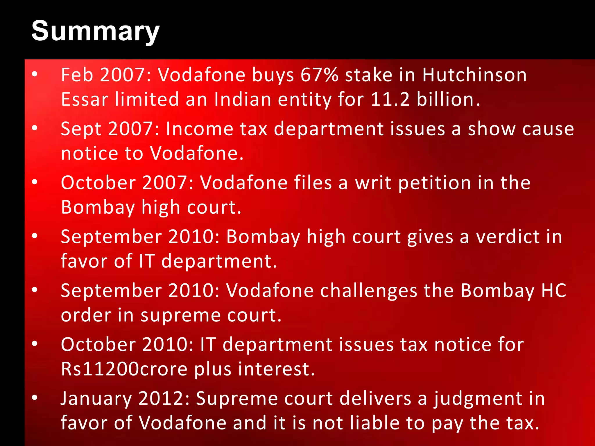 Vodafone tax case | PPTX