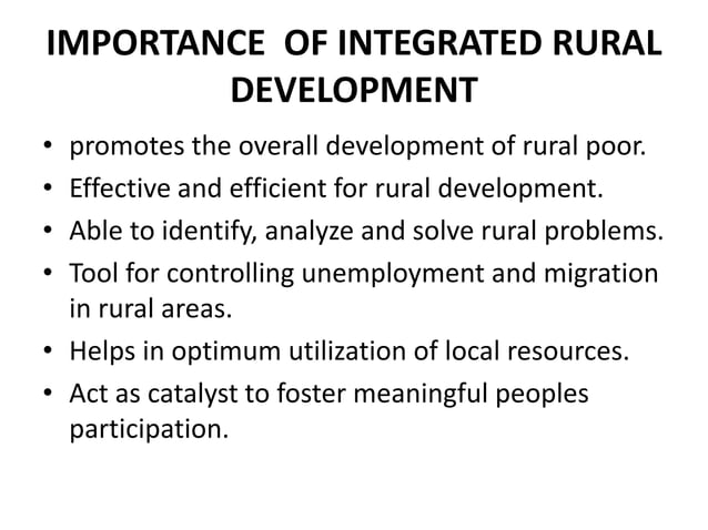 Integrated Rural Development Model | PPT