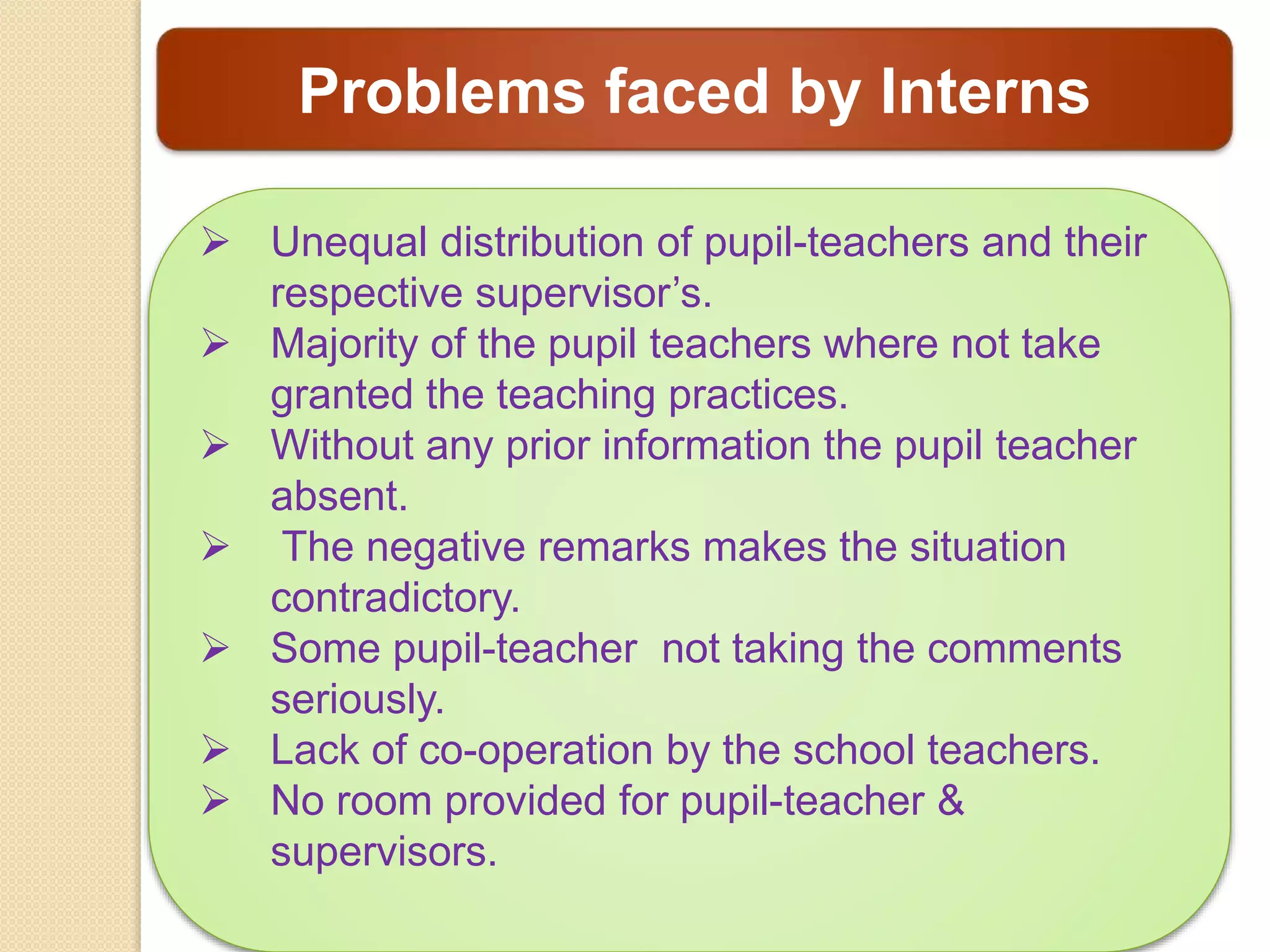 M.Ed. School Internship programme / M.Ed. Internship Report | PPTX