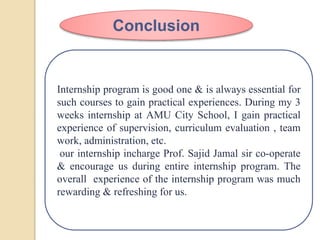 M.Ed. School Internship programme / M.Ed. Internship Report | PPTX