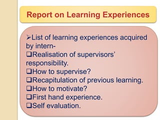 M.Ed. School Internship programme / M.Ed. Internship Report | PPTX