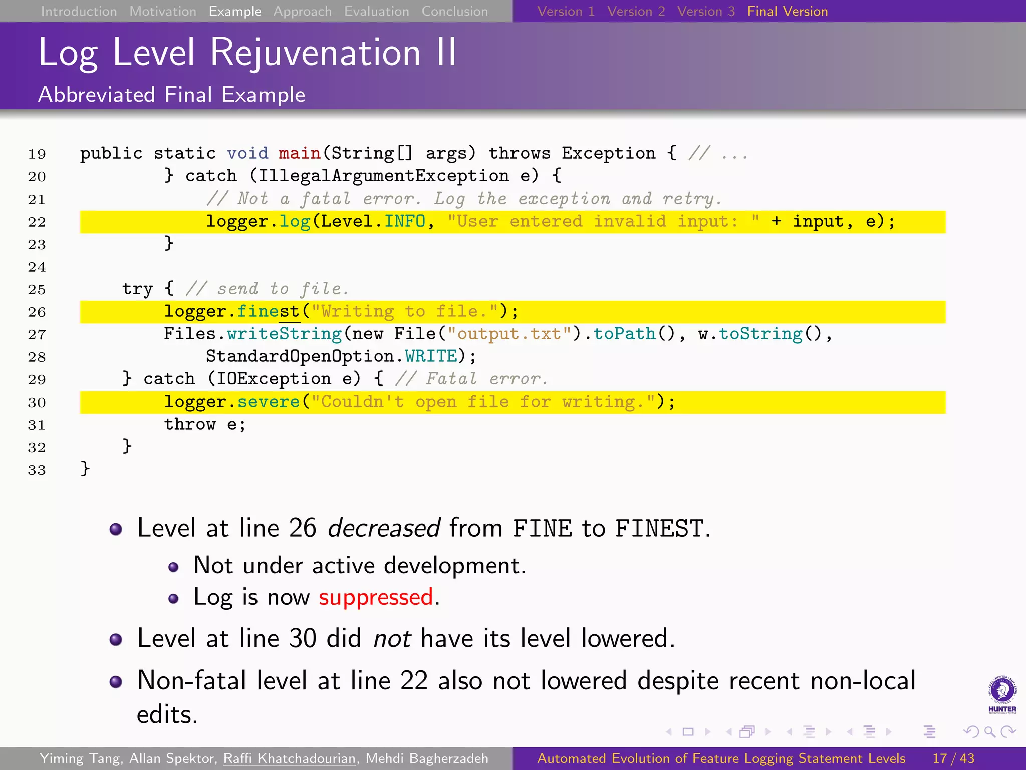 Automated Evolution Of Feature Logging Statement Levels Using Git