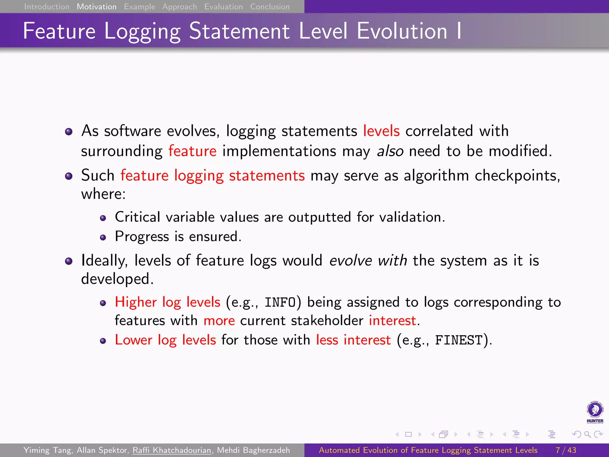 Automated Evolution Of Feature Logging Statement Levels Using Git