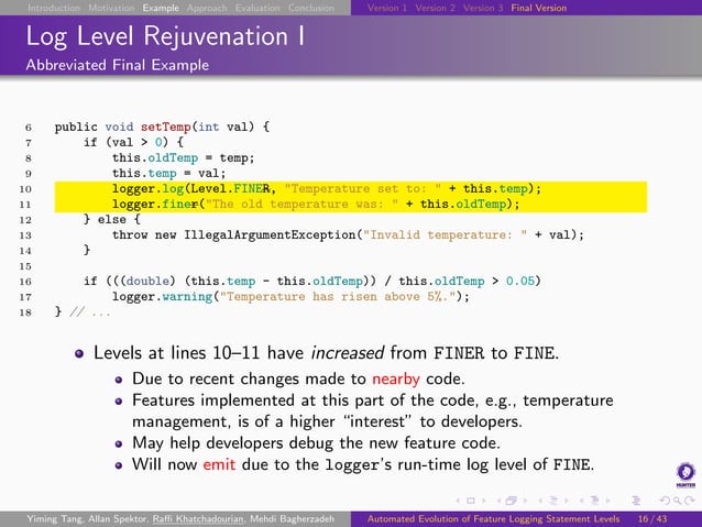 Automated Evolution Of Feature Logging Statement Levels Using Git