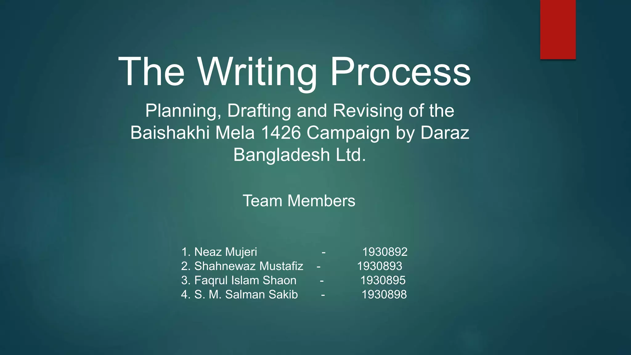 The Writing Process - Planning, Drafting and Revising of the Baishakhi Mela 1426 Campaign by ...