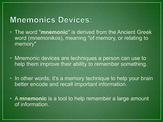 Mnemonics | PPTX