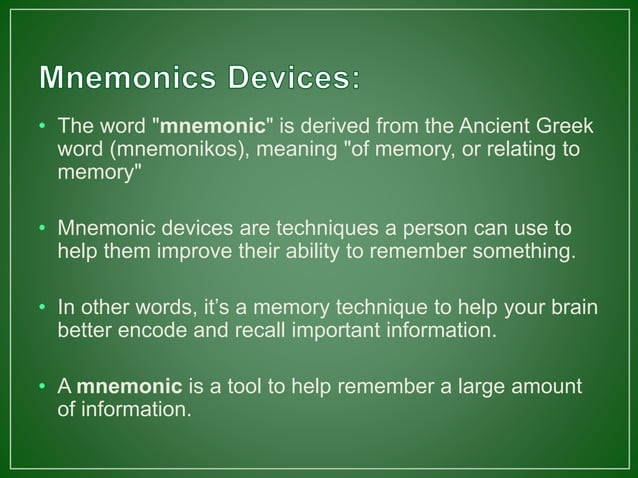 Mnemonics | PPTX | Technology & Computing