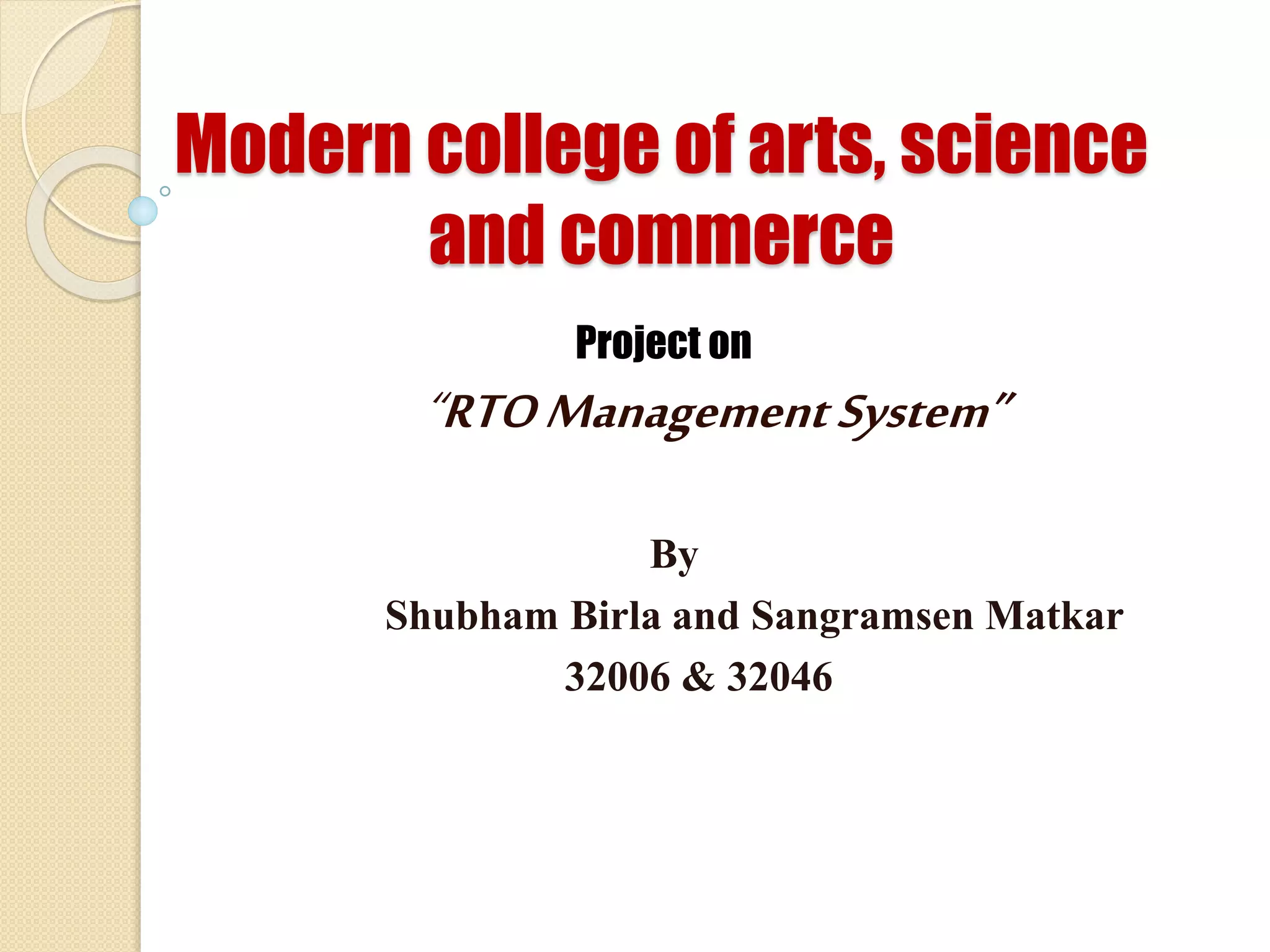 RTO Management System | PPTX