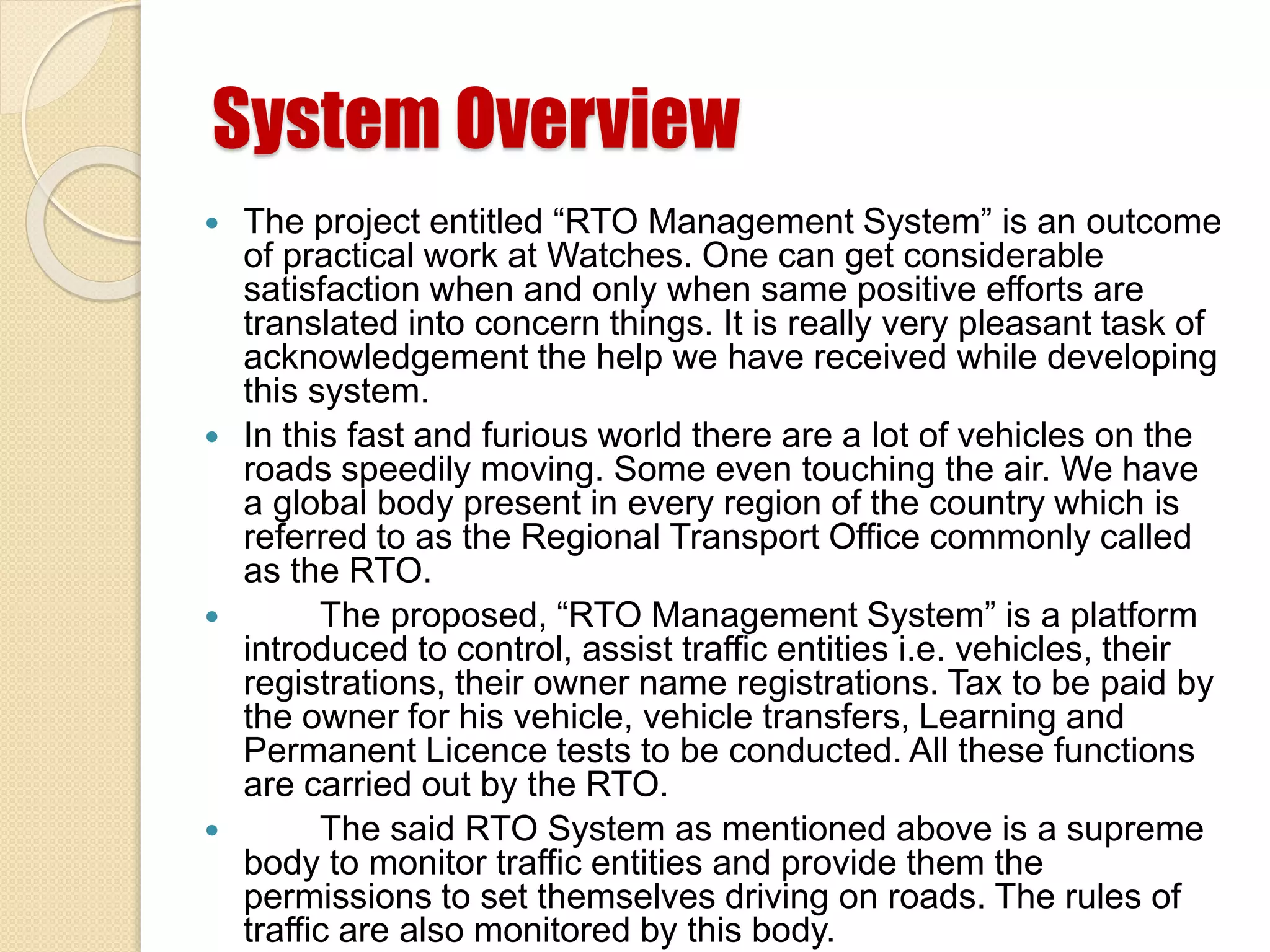 Rto Management System Pptx