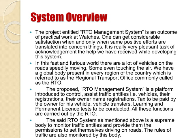 RTO Management System | PPTX
