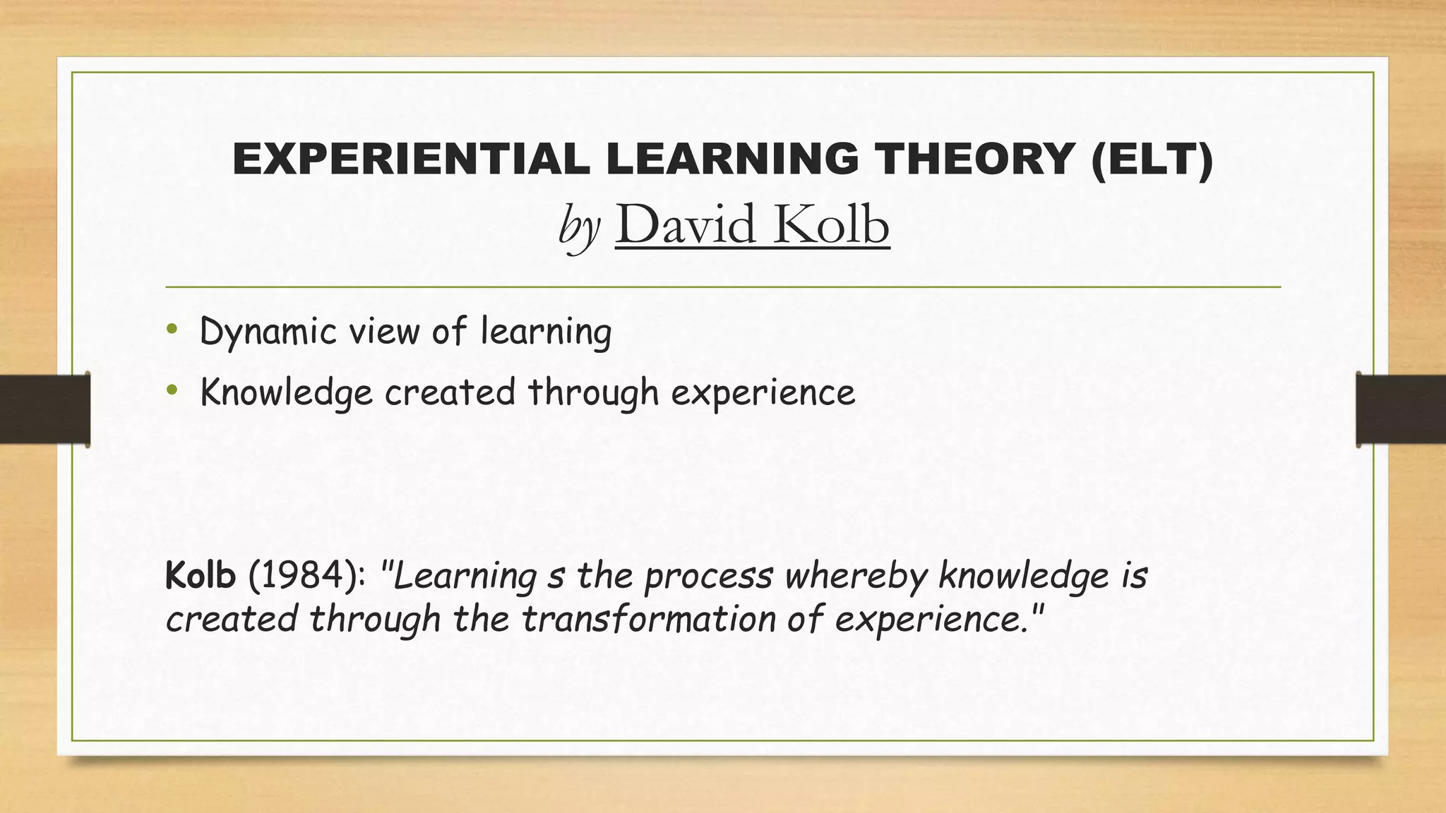 THEORY OF PERSONALISM and EXPERIENTIAL LEARNING | PPTX