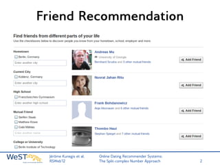 Online Dating Recommender Systems: The Split-complex Number Approach | PPT