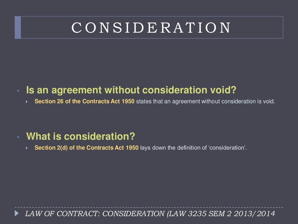 Law of Contract: Consideration