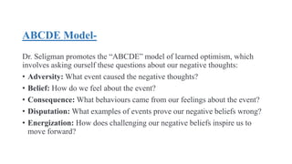Optimism and Learned Optimism- Martin Seligman | PPTX