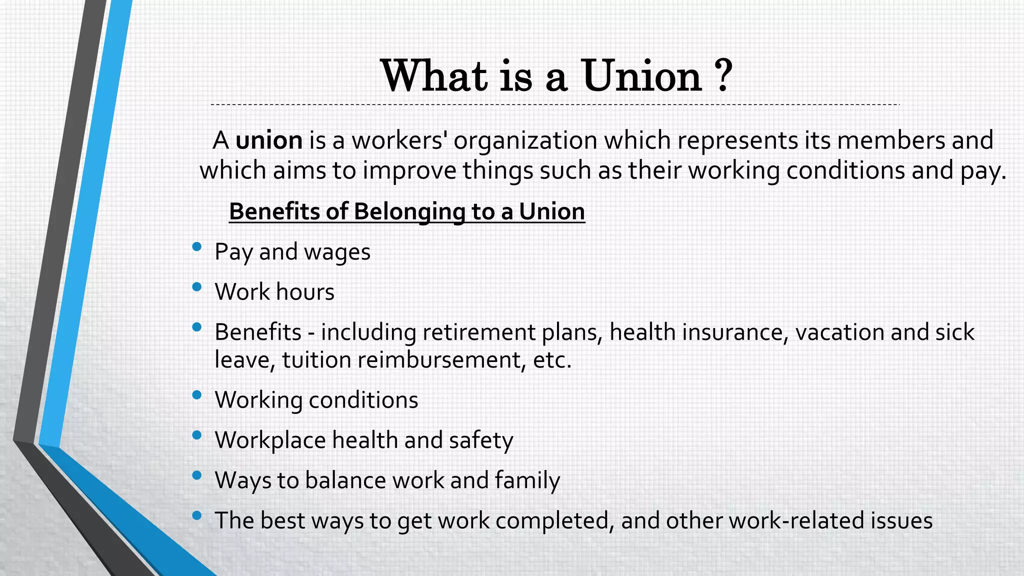 Unionized and Non-Unionized Workers | PPTX