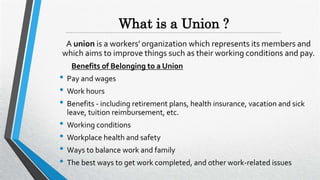 Unionized and Non-Unionized Workers | PPTX