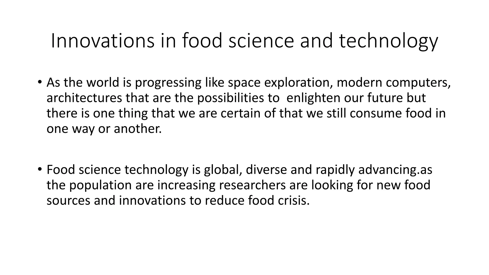 innovations in food science and technology | PPTX