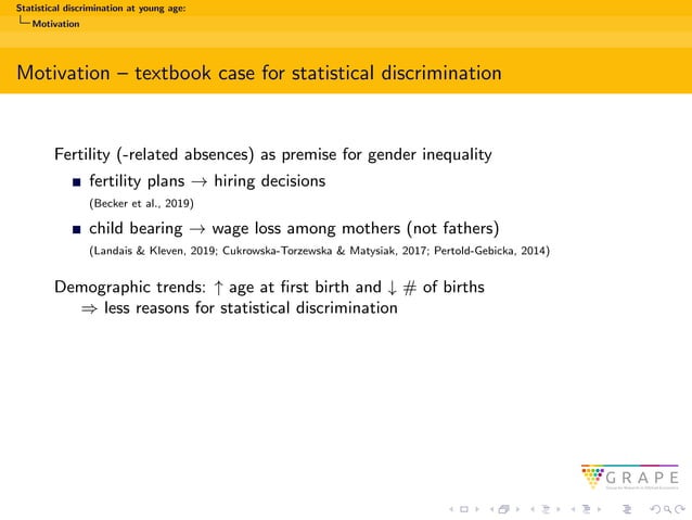 Statistical discrimination at young age: new evidence from four decades ...