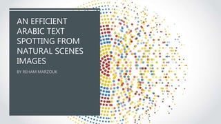 An Efficient Arabic Text Spotting from Natural Scenes Images | PPT