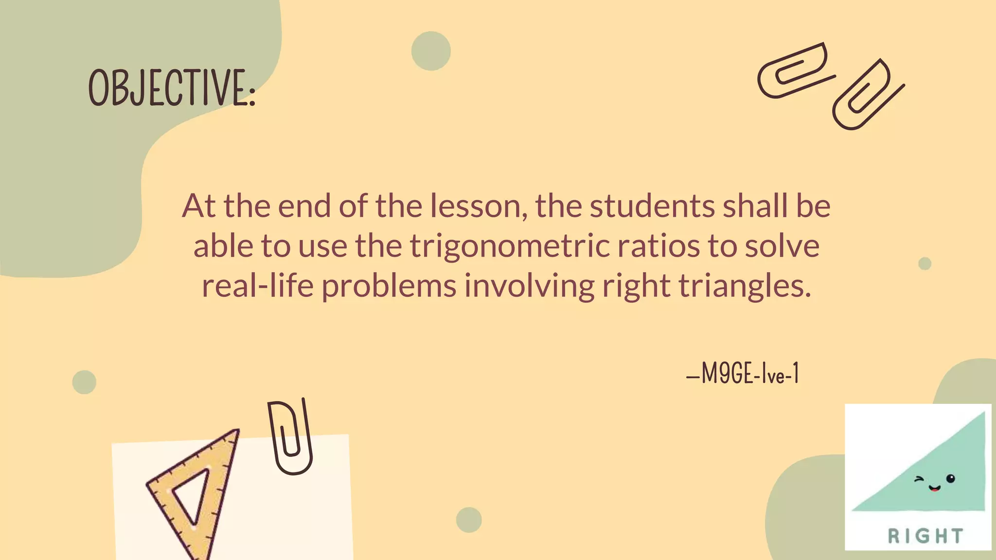 Word Problems Involving Right Triangles | PPTX